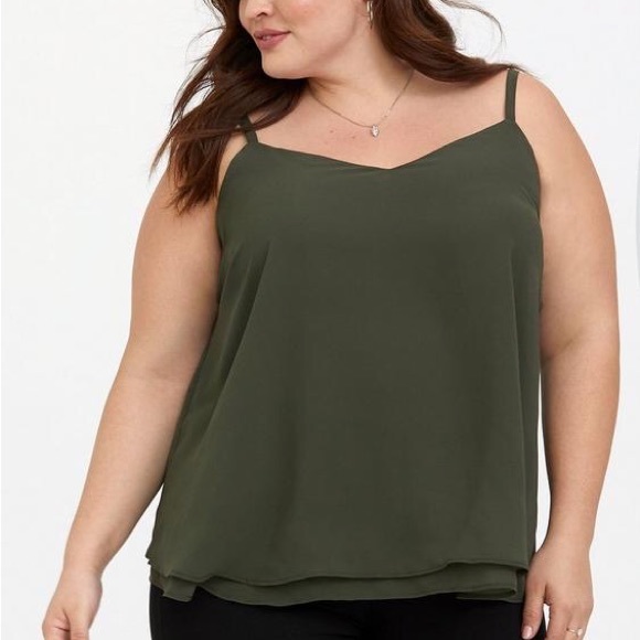 torrid | Tops | Torrid Sophie Chiffon Double Layer Army Green ...